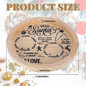 Sliner Christmas Wooden Santa Cookie Plates Round Treat Plates Serving Trays 11.81" Milk Snacks Cookie Plates for Gift Giving Cute Xmas Platters Decorative Santa Treat Board for Holiday Supply
