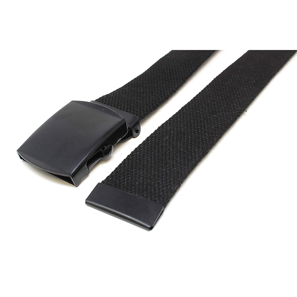 Canvas Web Belt Military Style with Black Buckle and Tip 56" Long Many Colors (Black)
