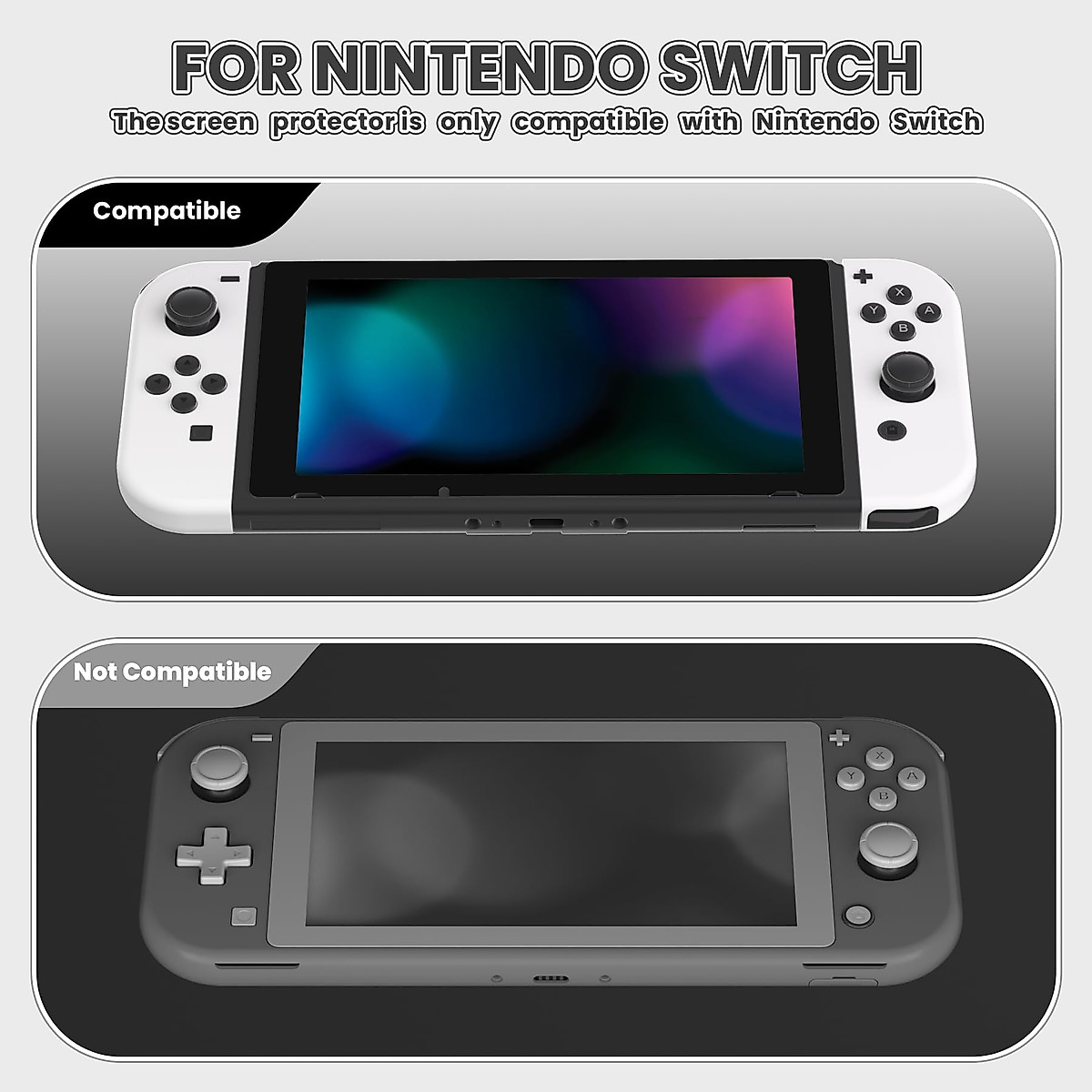 eXtremeRate 2 Pack Black Border Transparent HD Clear Saver Protector Film, Tempered Glass Screen Protector for Nintendo Switch [Anti-Scratch, Anti-Fingerprint, Shatterproof, Bubble-Free]