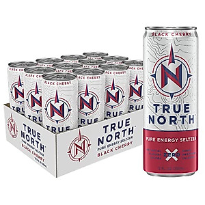 True North, Pure Energy Seltzer, Black Cherry, 12 Fl Oz (Pack of 12)