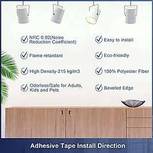 Upgraded 12 Pack Acoustic Panels Sound Proof Foam Panels Sound Proof Padding, 12"X12"X 0.4" High Density Bevled Edge Sound Panel, Idea for Acoustic Treatment & Wall Decoration (Black)