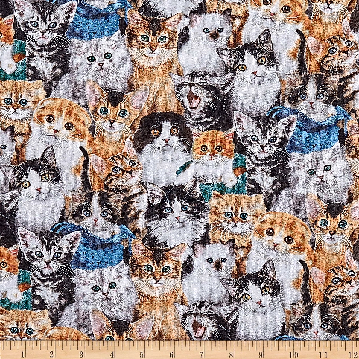 Cat Breeds Packed Cats Multi, Fabric by the Yard
