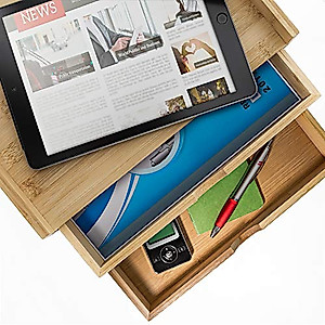 2-Tier Desk Organizer with Drawers and Storage - Wooden Desk Organizers - Mini Bamboo Organizing Unit - Ideal for Makeup, Bathroom, and Desktop Organizing on Countertops and Tabletops