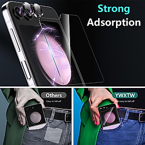 YWXTW [Upgraded Alignment Tray for Samsung Galaxy Z Flip 5 Screen Protector, 2 Pack Front Tempered Glass Screen Protector+2 PCS Camera Lens Protector, Case Friendly & Anti Scratch