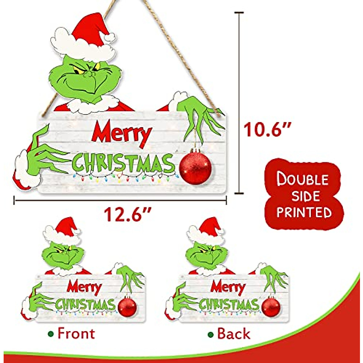 Christmas Decorations Hanging Signs Door Sign for Holiday Decor Merry Xmas Themed Party Supplies Yard Porch Wall Window Kid’s Room Decoration