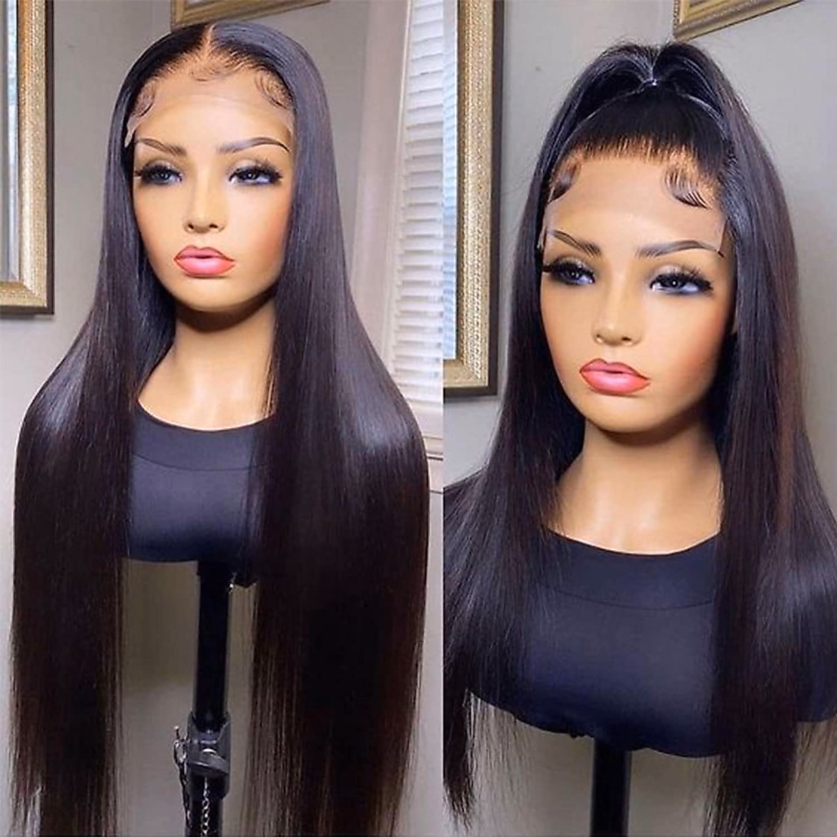 LRSICAL Lace Front Wigs Human Hair Straight 5x5 HD Lace Closure Wigs Human Hair Pre Plucked 180 Density Straight Human Hair Wigs for Black Women (5x5 Hd Lace Closure Wigs, 20 Inch, Straight)