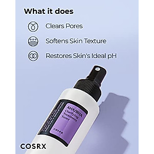 COSRX AHA/BHA Treatment Toner, Facial Exfoliating Spray for Whiteheads, Pores, and Uneven Skin, 5.07 fl.oz/ 150ml, Not Tested on Animals, No Parabens, No Sulfates, No Phthalates, Korean Skincare