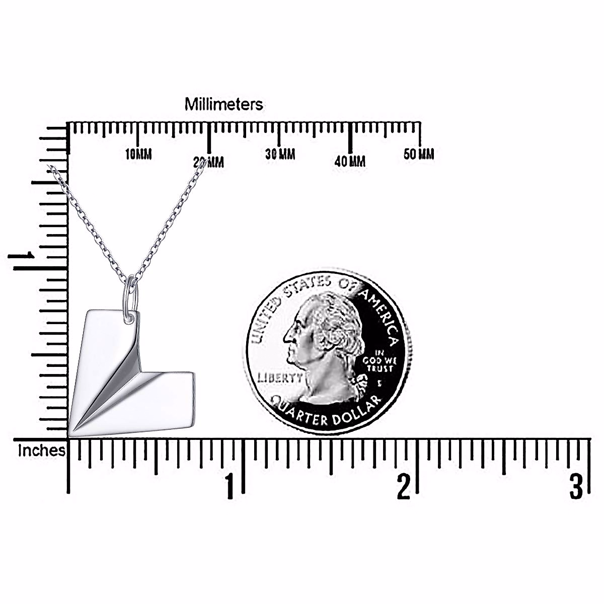 DAOCHONG 925 Sterling Silver Paper Airplane Paper Plane Heart Pendant Necklace for Women Teen Men Gift Jewelry