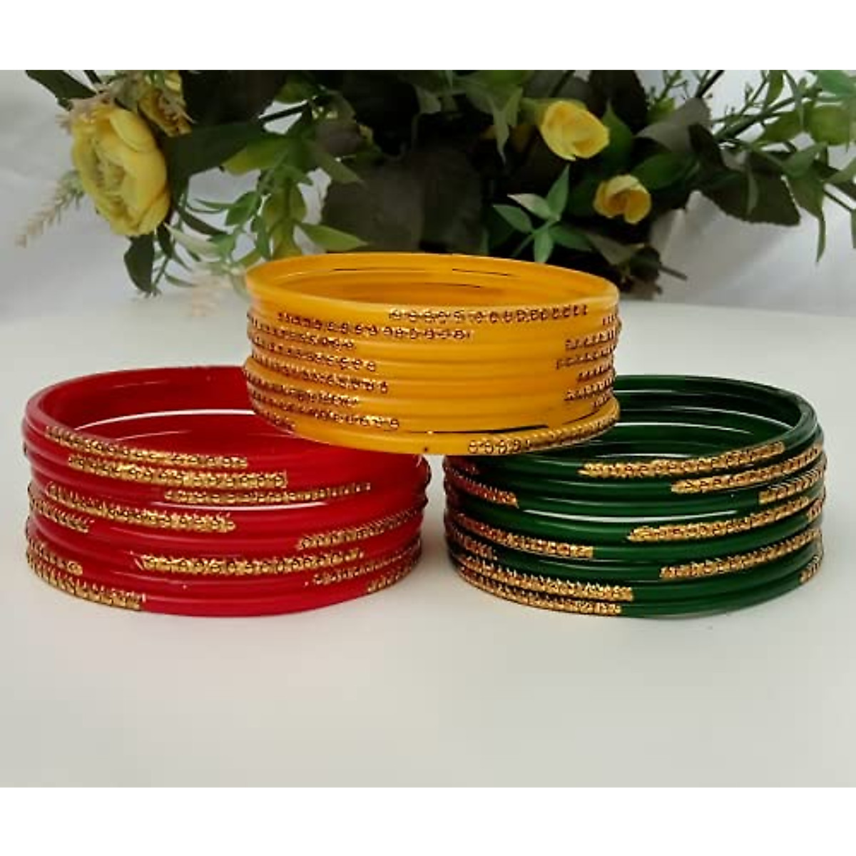 Laal Amrood Glass Bangles For Women & Girls Indian Jewelry Multi Color Chudi Set (24 Bangles)