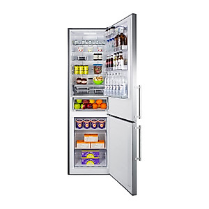 Summit Appliance FFBF181ES2 24" Wide Bottom Freezer Refrigerator with Stainless Steel Doors and Energy Star Certified Performance, Platinum Cabinet