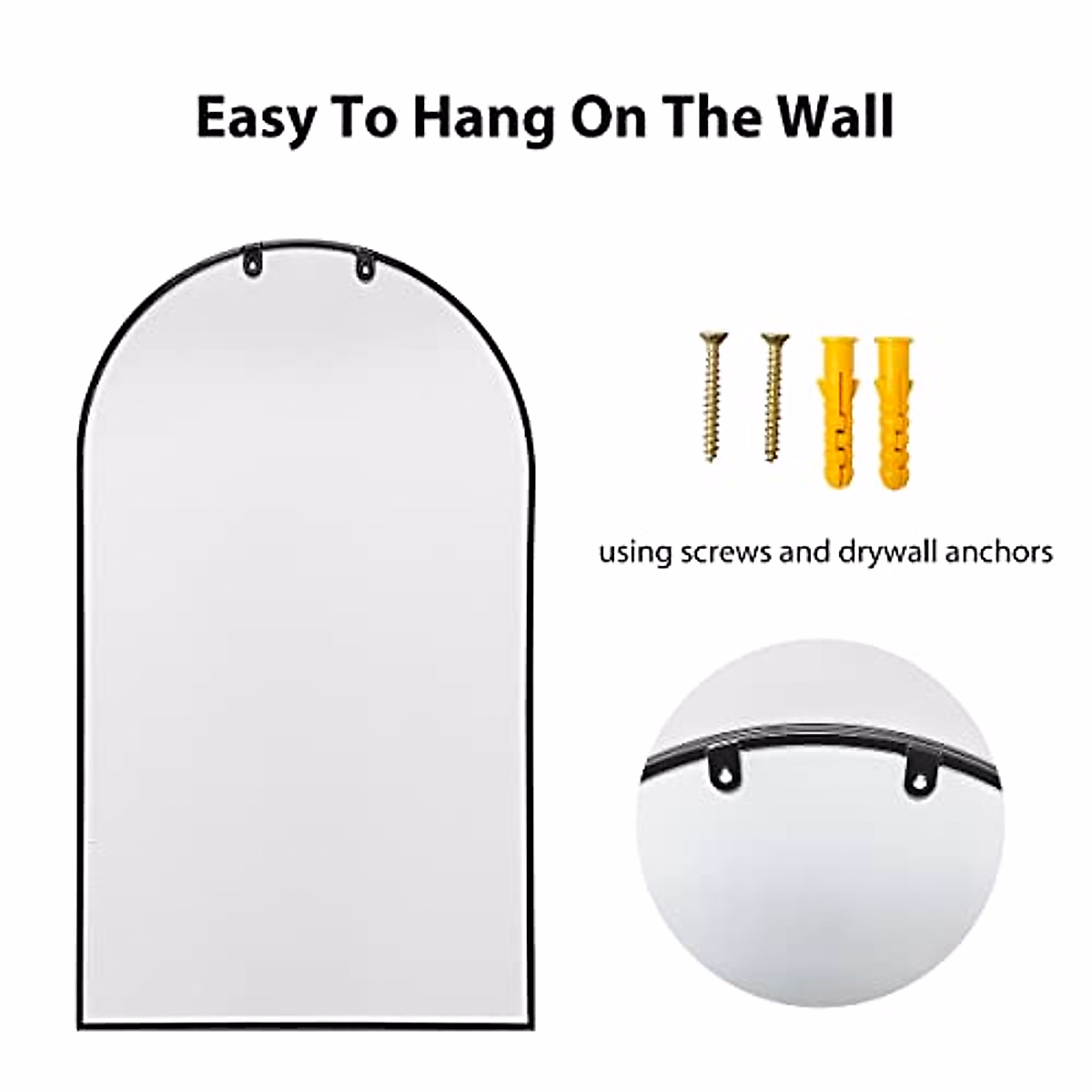 OGCAU 20 x 30 Inch Black Mirror Wall Mirror for Bathroom, Black Metal Frame, Arched Wall Mounted Mirror, Bathroom Vanity Mirror for Living Room Entryway (Black)