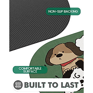 LUMI Adorable Flat Door Mat, Ultra-Thin, Absorbent, Non-Slip, Perfect for Kids' Spaces and Play Areas with Lovable Animal Prints, 17.5"x29.5", Four Dogs