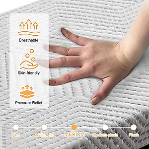 MUUEGM Tri Folding Mattress 4 Inch King Trifold Memory Foam Mattress Foldable Bed Mattress with Washable Cover Portable Mattress for Yoga/Camping/RV/Guest Beds,CertiPUR-US Certified,Grey