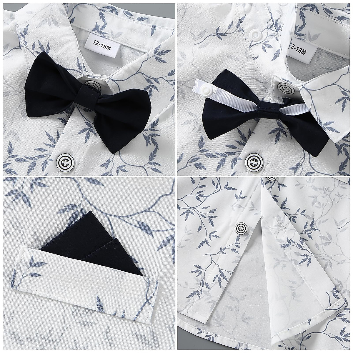 Toddler Wedding Outfit Boy Boys Suit Set Toddler Suits Formal Dress Shirt/Bowtie/Suspender Pants 2-3T