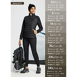 BALEAF Women's Running Winter Jacket Water Resistant Windproof Lightweight Puffer Coat Fall Cold Weather Hiking Golf Casual with Zip Pockets Black M