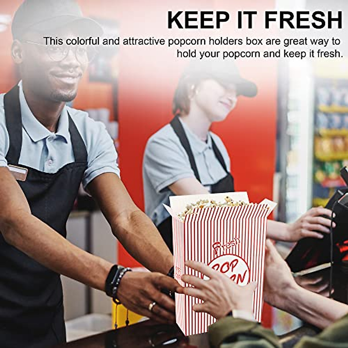 MT Products Popcorn Boxes for Party - 6 oz. (Pack of 30) - #8 Popcorn Buckets With Close Top - Great Popcorn Holder for Movie Night, Theater, Circuses, and Stadium