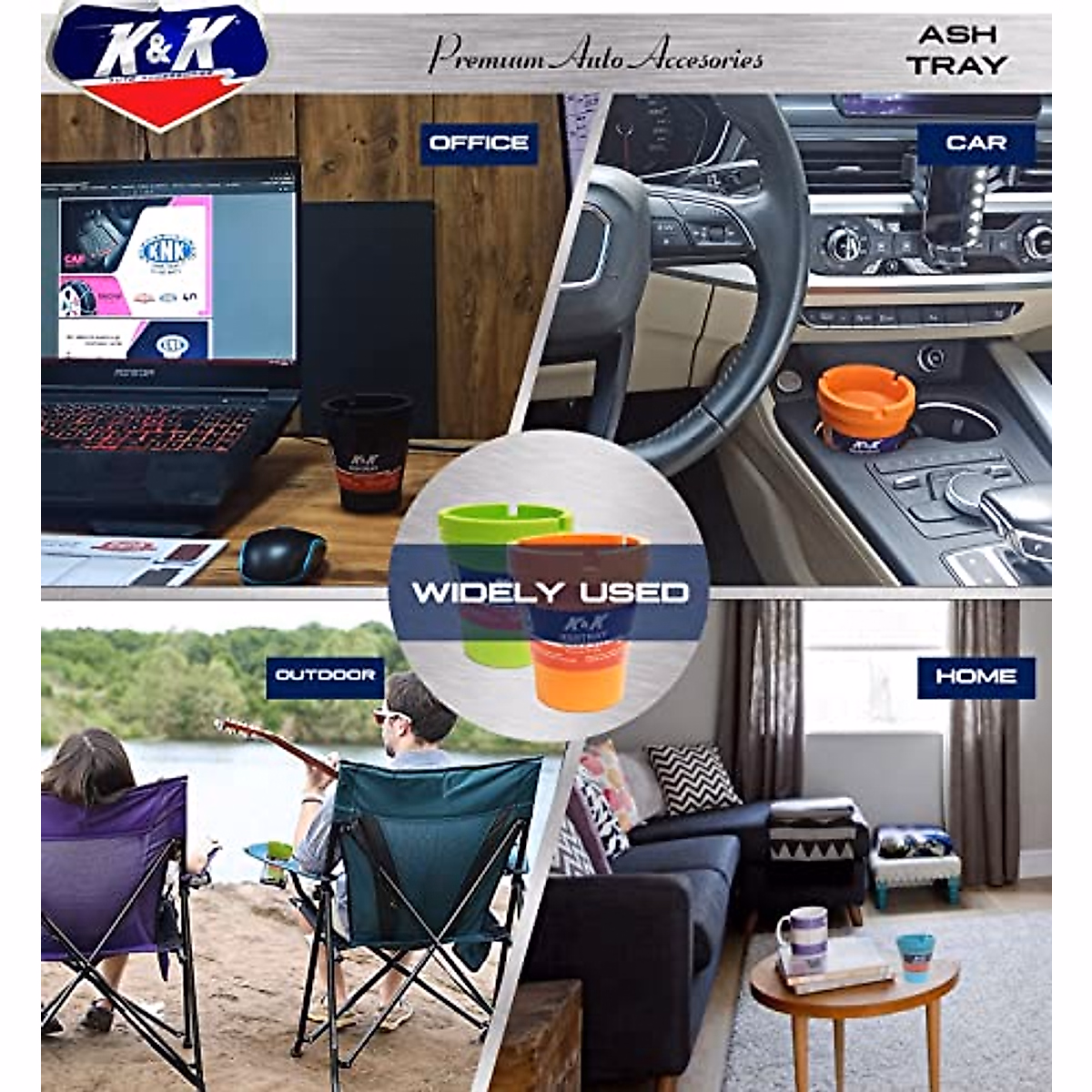 KnK Auto Pink Car Ashtray Smokeless Ash Bucket Automotive Cigarette Bud/Butt Cup for Women Portable Durable Stub out Cup Self-Extinguishing Interior Vehicles Boat Home Office Outdoor Picnic Beach