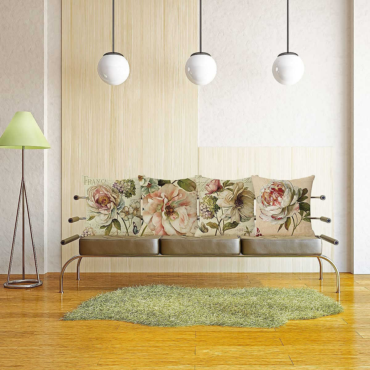 CARROLL 18" x 18" Retro Garden Farm Flower Pattern Spring Decoration Throw Pillow Cover Home and Outdoor Decoration Pillow Case Sofa Cushion Cover a Set of 4