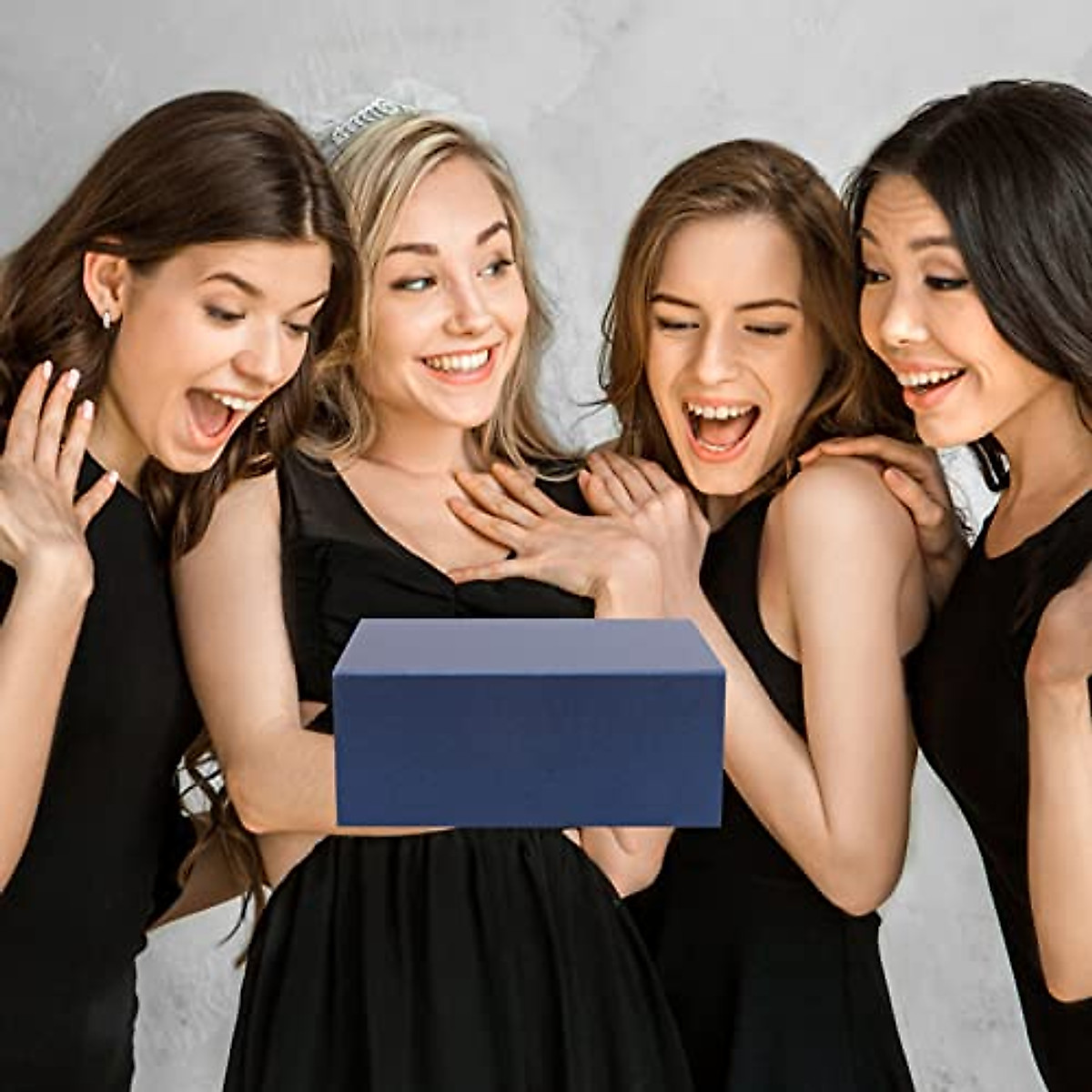 Giftgarden 4 Pack 12”x8”x4” Blue Gift Boxes with Magnetic Lids, Large Collapsible Gift Wrap Box Magnet Clourse for Presents, Mothers Day, Birthday, Wedding, Bridesmaid Groomsman Proposal Box