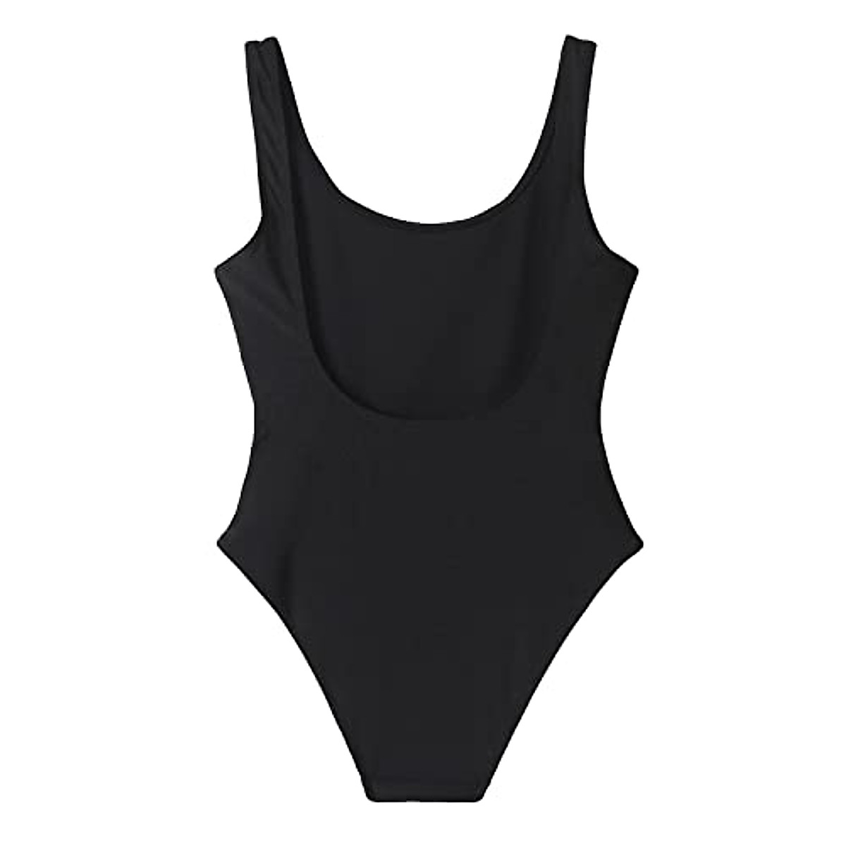 SMMY Women's Solid One-Piece Large Open Back Printed high Waist Swimsuit (Medium, Black)