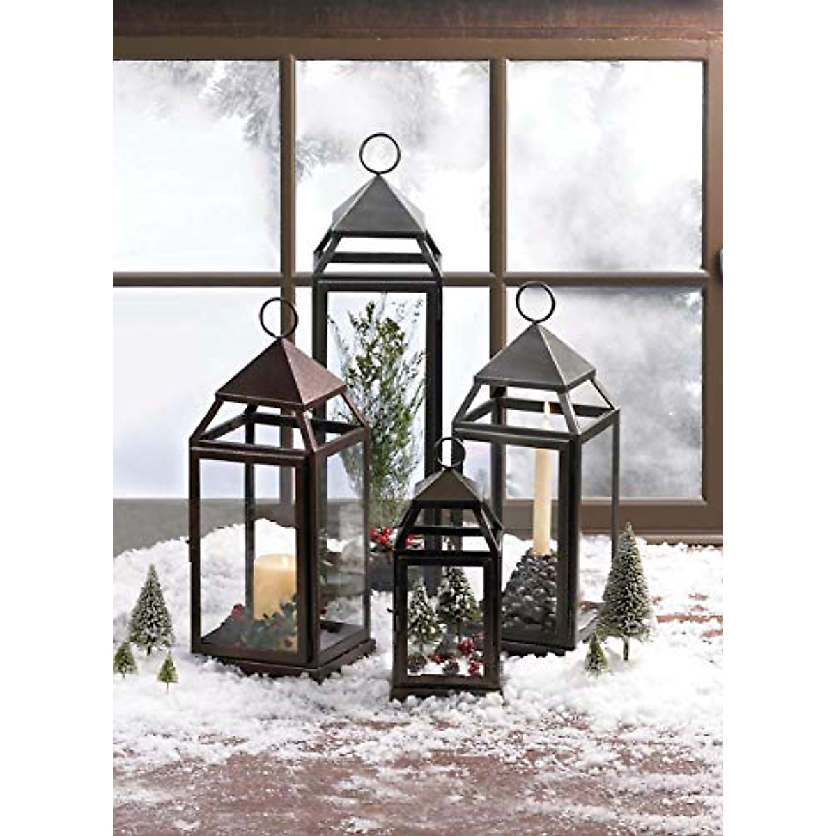 Bronze Modern Candle Lantern - 18 inches