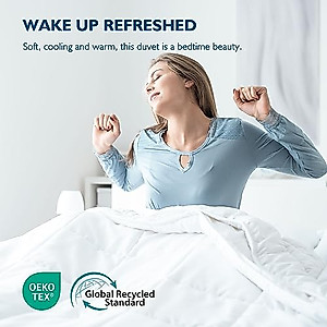 Dafinner Lightweight Full Queen Bed Comforter, Cooling All-Season Duvet Insert, White Plush Bio-Base Down Alternative Quilt Bed Blanket for Summer Warm Weathers/Hot Sleepers