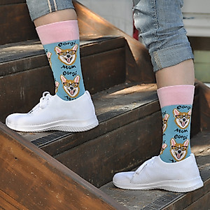 Cavertin Women's Novelty Socks with Gift Box Cat Lover Dog Mom Book Lover Cat Mom Llama Unicorn Sloth Corgi (Corgi)