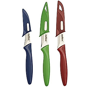 Zyliss 3 Piece Peeling & Paring Knife Set, Blue/Green/Red