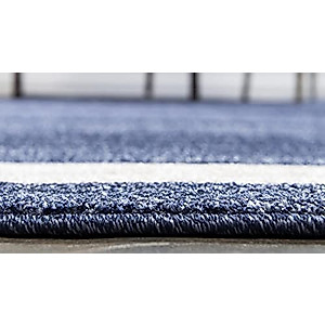 Unique Loom Del Mar Collection Area Rug - Maria (7' 1" x 10' Rectangle, Navy Blue/ Ivory)