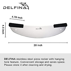 DELFINA Pizza Cutter Knife 20" w/Non-Slip Handle, Professional Commercial Sharp Pizza Rocker, High Carbon Large Pie Bread Slicer, Premium Pizza Oven Accessories, Dishwahser Safe
