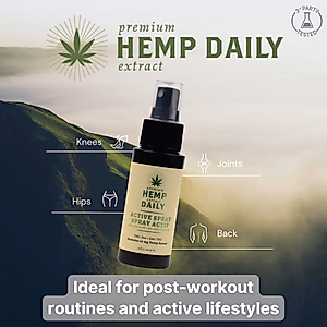 Hemp Daily Active Spray | Hemp Spray with Essential Oils | Vegan, Organic Ingredients | 2 Fluid Ounces, 3 Pack