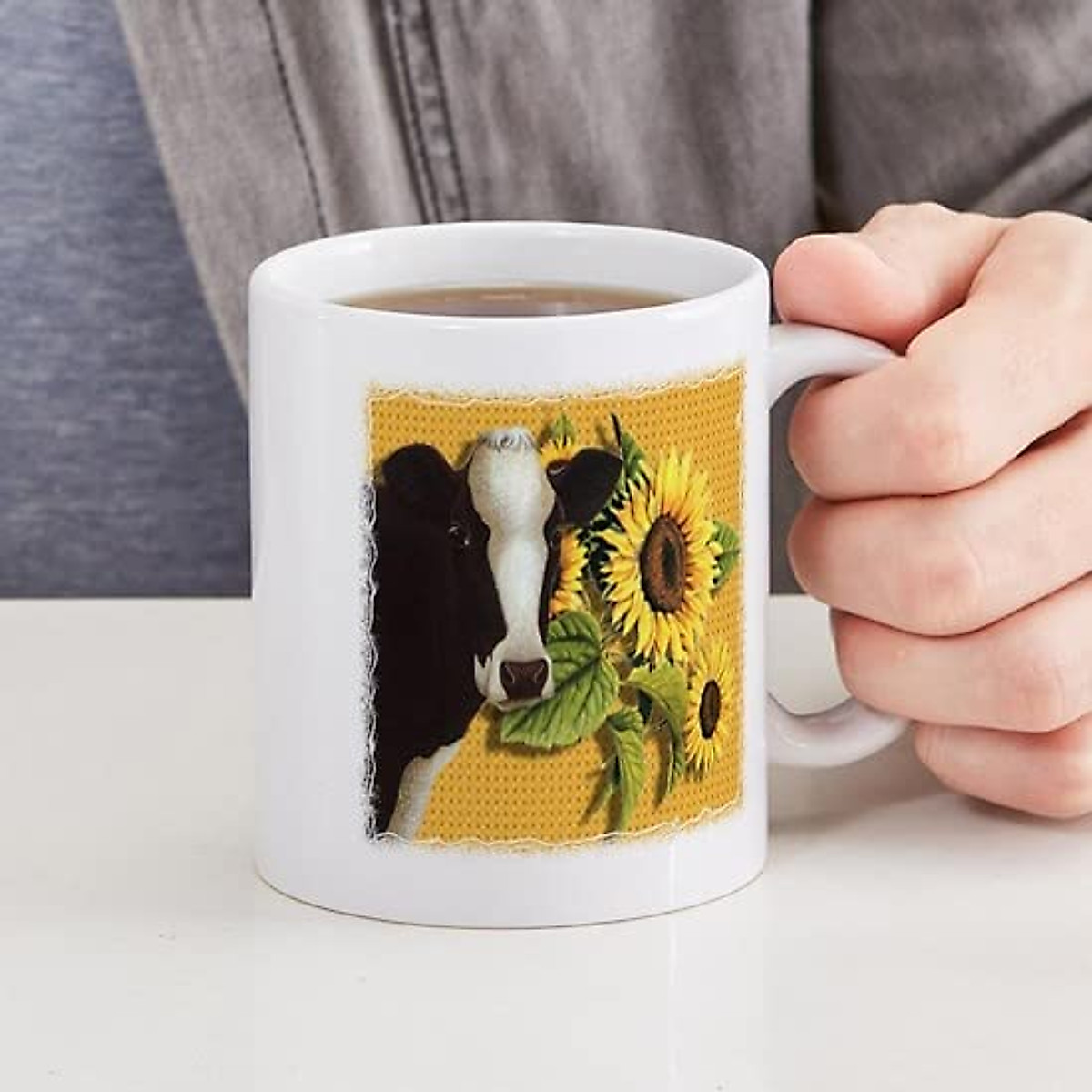 CafePress Cow With Sunflowers Mug Ceramic Coffee Mug, Tea Cup 11 oz