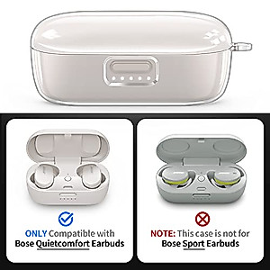 Bose QuietComfort Earbuds Case Cover, Filoto Hard Protective Case for Bose QuietComfort Noise Cancelling Earbuds with Carabiner Keychain Accessories for Men Women (Clear)
