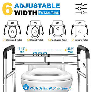 Medhelp FSA/HSA Eligible Toilet Safety Rails, 380lbs Stainless Steel Adjustable Toilet Safety Frame, Toilet Rails with Handles & Toilet Paper Holder, Toilet Bars for Elderly, Disabled & Handicap