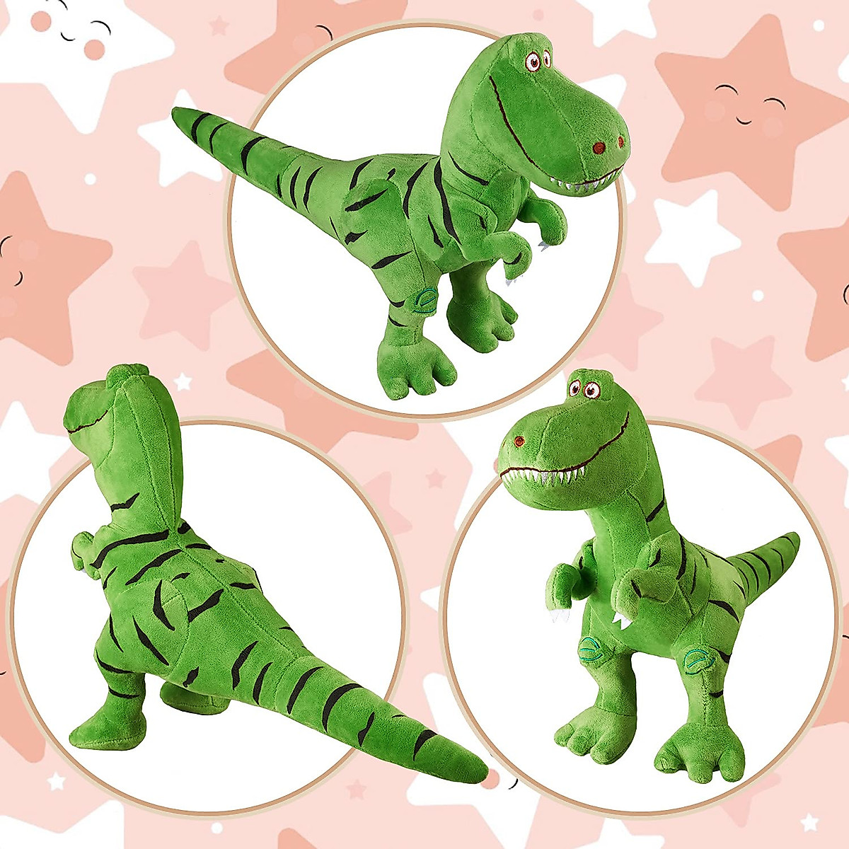 Hcdoujoy Green Small Plush Dinosaur Toy Plush Dinosaur Animal Stuffed Toy, Tyrannosaurus Rex Dinosaur Toy for Girls Boys Birthday Gifts Christmas Children's Day Gifts, 11×5×13.9"