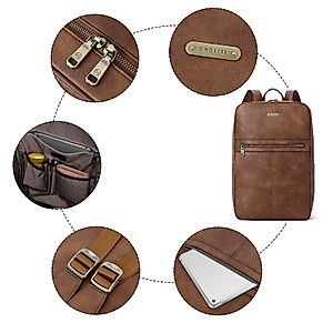 CHOLISS Laptop Backpack for Women&Men,15.6" Computer Backpack,Retro Vegan Leather Travel Work School College Bag Durable Daypack