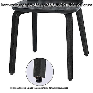 Bekrvio Black Dining Chairs Set of 4 Windsor Chairs with Bentwood Legs, Farmhouse Spindle Back Dining Chair, Vintage Mid-Century Country Style, Solid Wood Armless Kitchen Side Chairs for Living Room