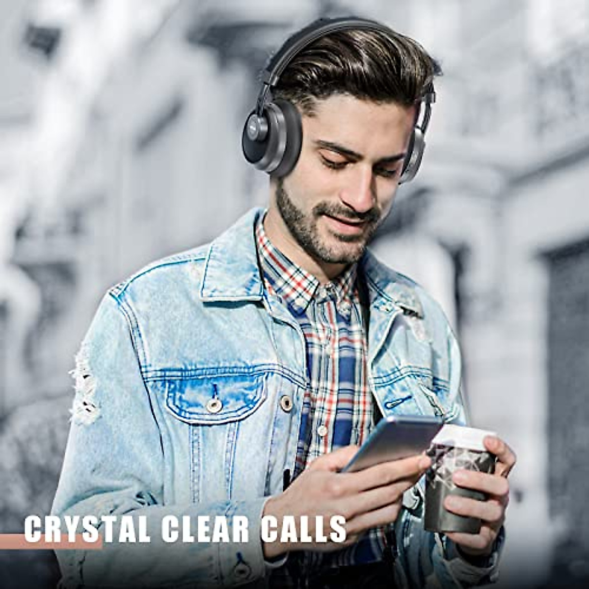 Ortizan Bluetooth Headphones Over Ear, 40 Hours Playtime Wireless Headphones HiFi Stereo Headphones with Microphone and Soft Protein Earpads for Cellphone/TV/PC/Home Office (Silver)