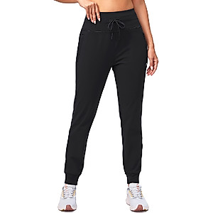 G Gradual Women's Fleece Lined Joggers High Waisted Water Resistant Thermal Winter Sweatpants Running Hiking Pockets (Black, S)