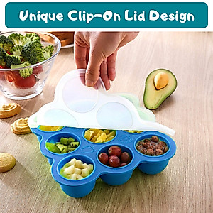 Silicone Baby Food Storage Container and Freezer Tray with Clip-On Lid, 100% Food-Grade, BPA Free (12 Cavities)