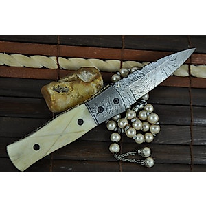Perkin Knives - Handcrafted Damascus Hunting Knife - Folding Knife