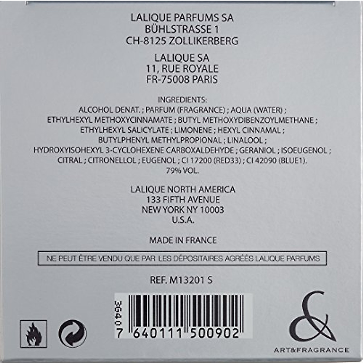 Encre Noire Sport Lalique EDT Spray 3.3 oz Men