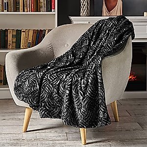 Mellanni Faux Fur Fuzzy Blankets - Soft Blankets and Throws - Shaggy Throw Plush Blanket - Dual-Sided Faux Fur & Sherpa - Shed-Resistant Couch Throw Blankets (1 Throw Blanket 60" x 80'' Black)