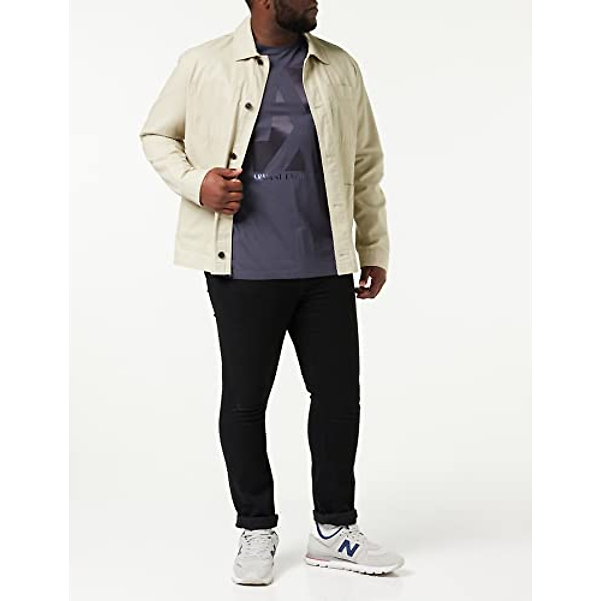 A|X ARMANI EXCHANGE Men's Silky Large Logo T-Shirt, Ebony, L