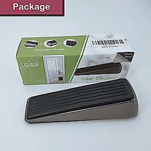 Lovein Door Stopper with Metal Alloy, Rubber Door Stop Wedge Works Quite and Security, Hold Heavy Doors Firmly by Non-Skid Rubber Base Grip , Chrome black