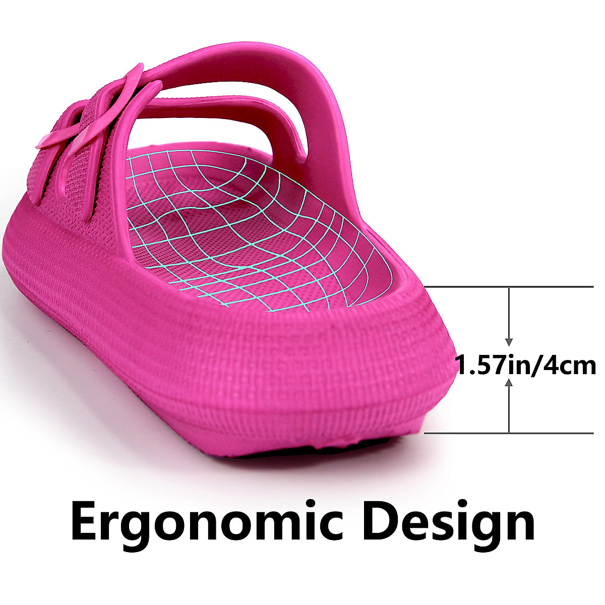 Weweya Double Buckle Slides for Women Pillow Slippers Hot Pink Cushioned Foam Slides Sandals Hot Pink Women Size 5.5 6 6.5