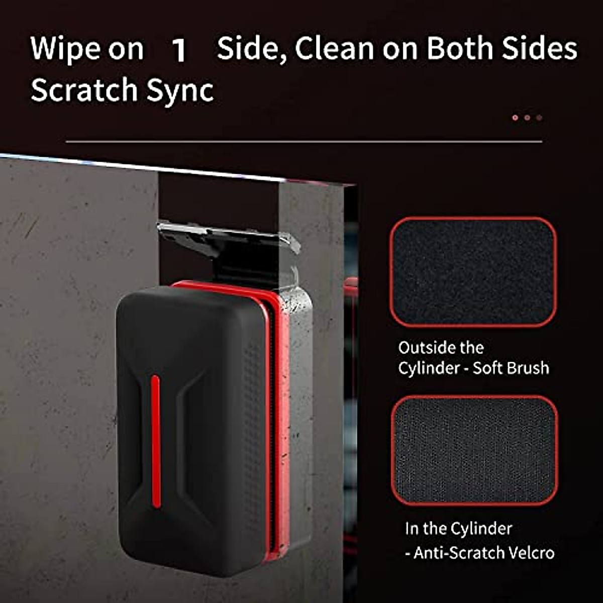 CHERLAM Strong Magnetic Cleaning Brush, Aquarium Glass Cleaning Brush, Floating Fish Tank Cleaning Tool, 2 in 1 Aquarium Cleaning Tool with Scrubber and Scraper [No Scratch Anti-Slip] XL