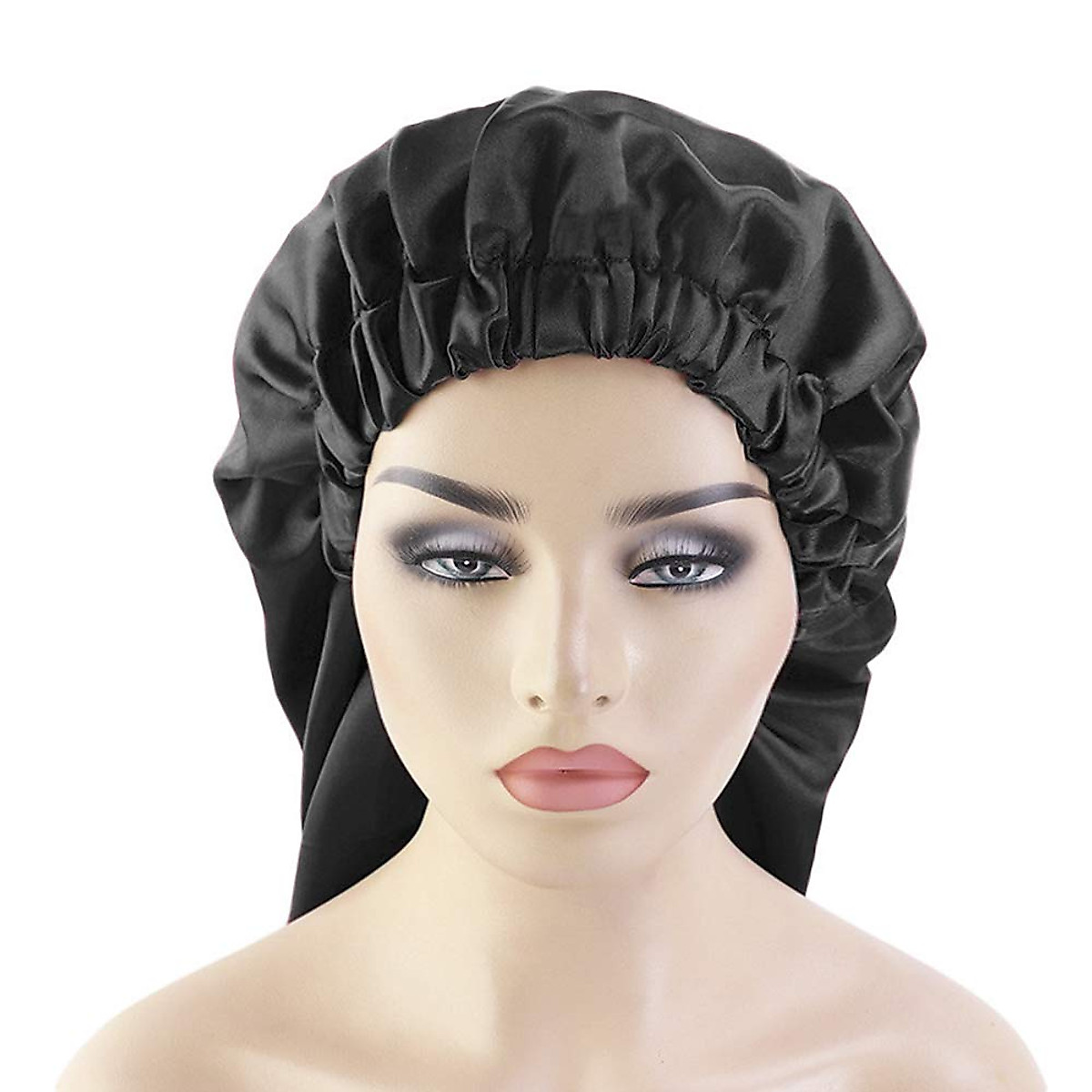 4 Pcs Bonnet for Braids, Dreadlock Cap Extra Long Soft Elastic Band Silky Satin Bonnet for Curly Hair Sleeping