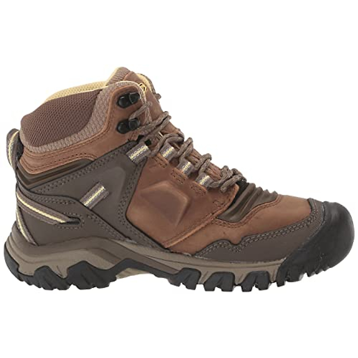 KEEN Women's Ridge Flex Mid Height Waterproof Hiking Boots, Safari/Custard, 10
