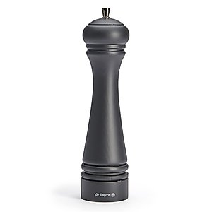 de Buyer JAVA Pepper Mill, Matte Black - 10” - Stainless Steel & Beechwood - Includes Knob to Adjust Grind Size - Corrosion Resistant - Made in France